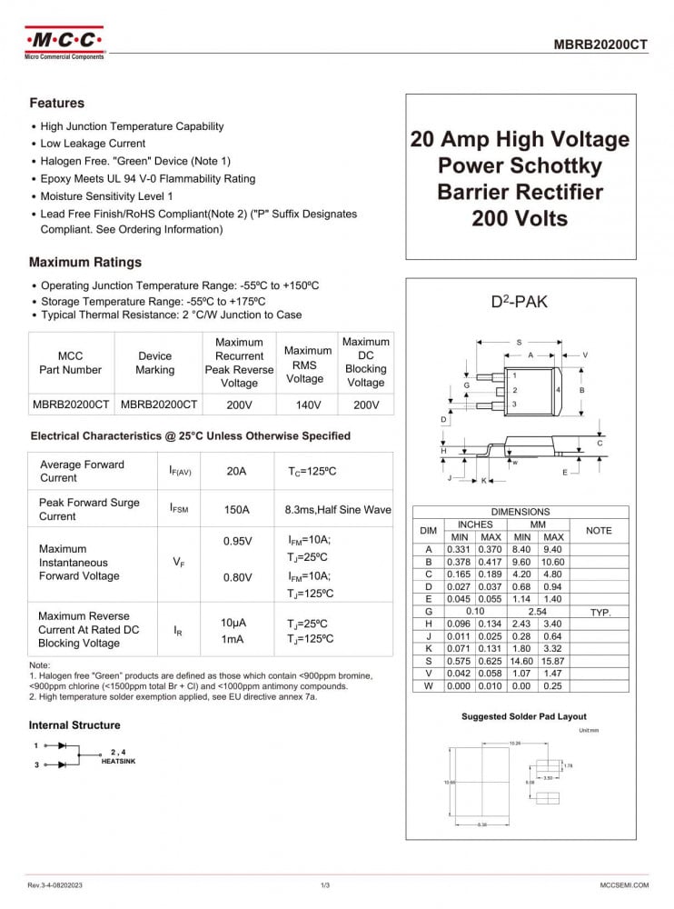 MBRB20200CT-TP datasheet page 1