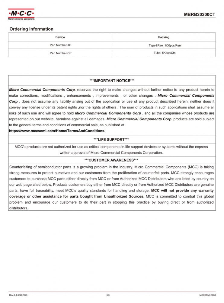 MBRB20200CT-TP datasheet page 3