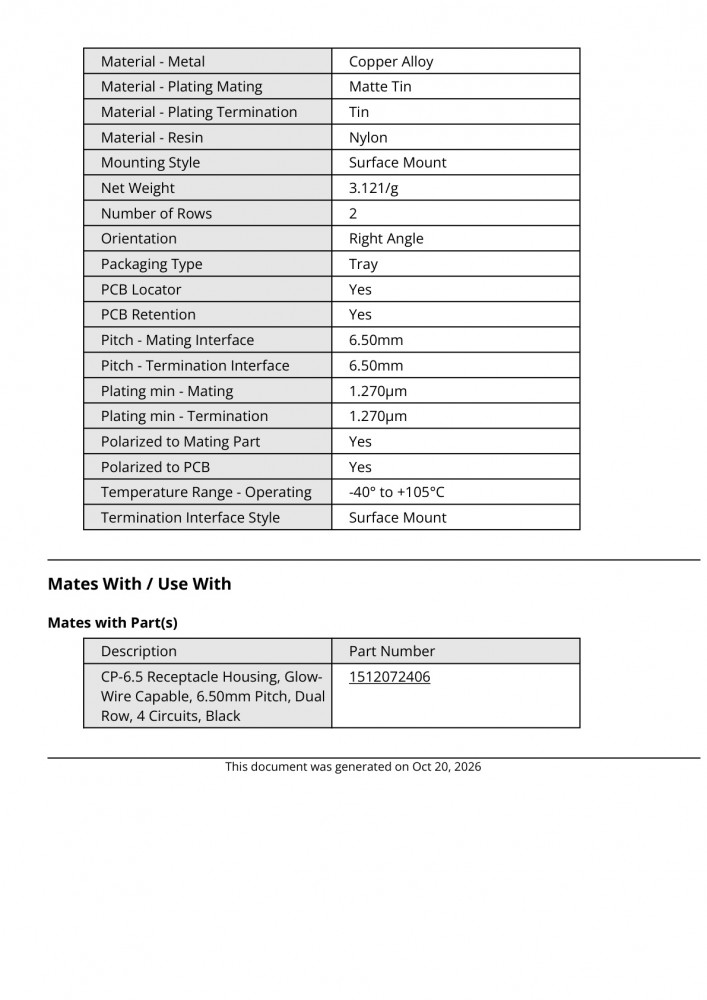 Technical document image 3 for MOLEX 2035552114