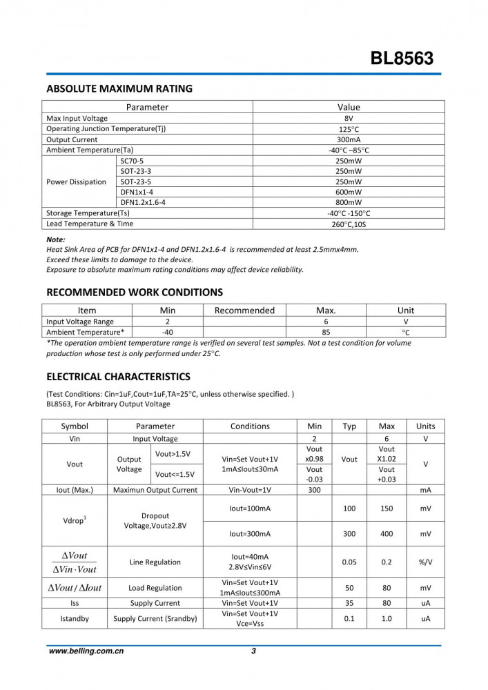 BL8563 datasheet page 3