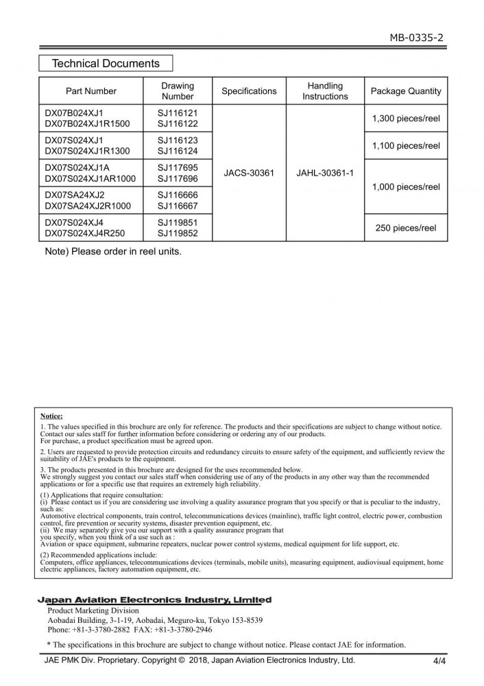 JAE DX07 product document page 4