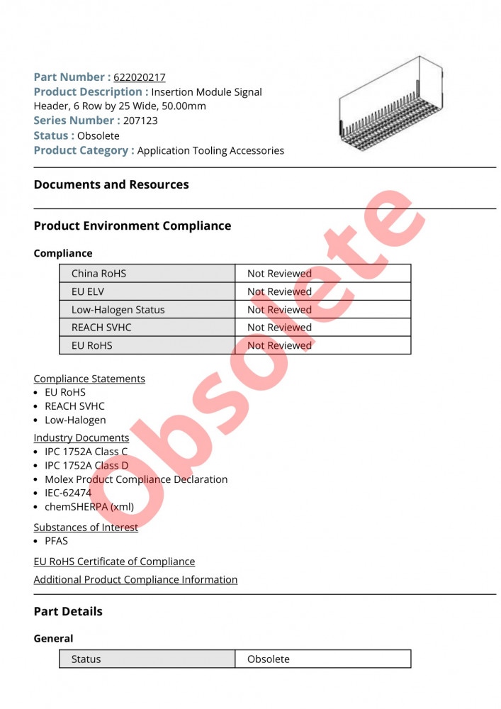 MOLEX 622020217 tooling document page 1