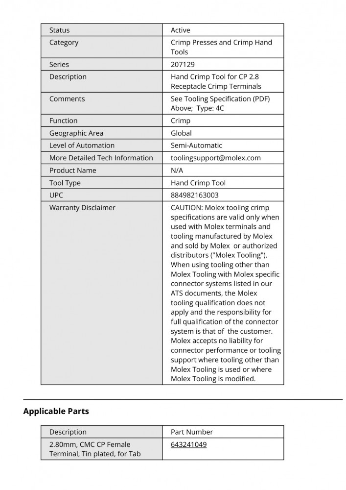 Molex 638234300 tooling document page 2