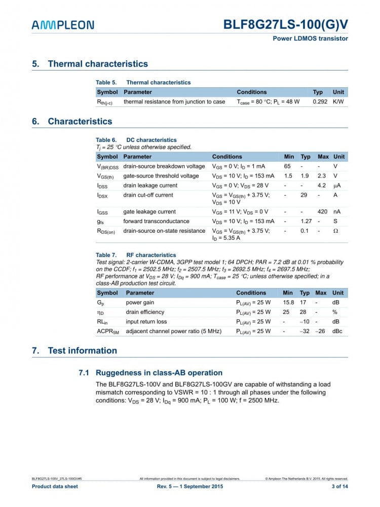 BLF8G27LS-100GVQ datasheet page 3