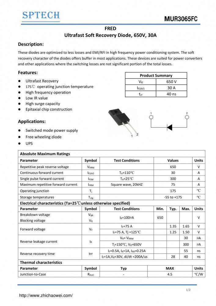 MUR3065FC datasheet page 1