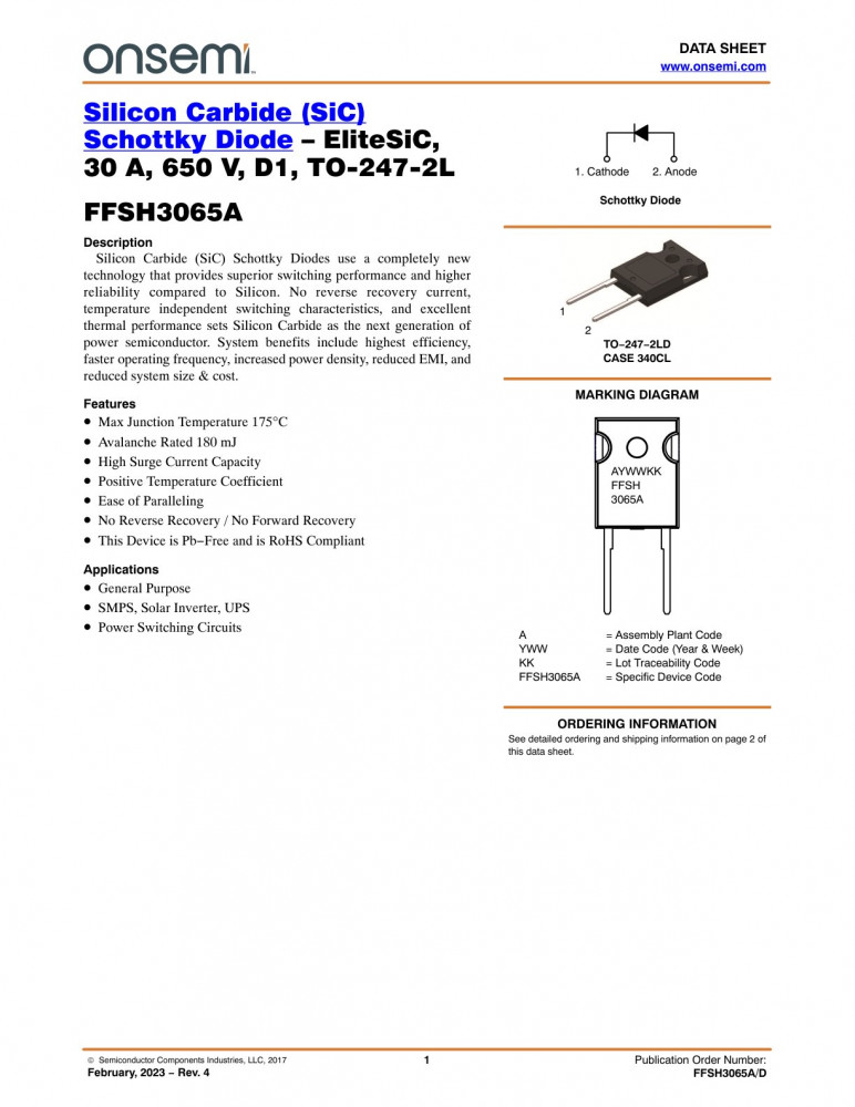 FFSH3065A datasheet page 1