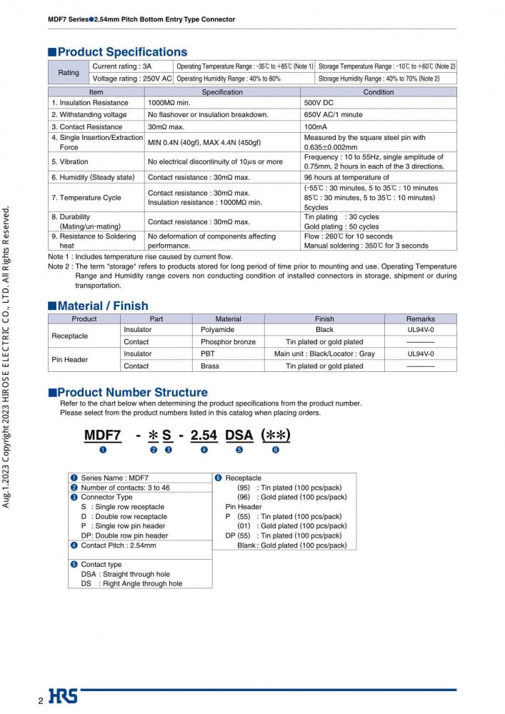 HRS MDF7 datasheet page 2