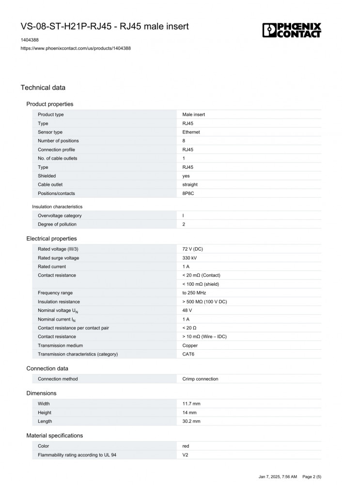 Phoenix Contact 1404388 technical document page 2