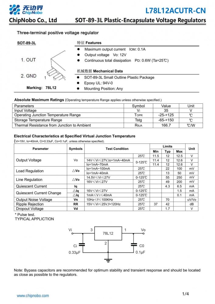 L78L12ACUTR-CN datasheet page 1