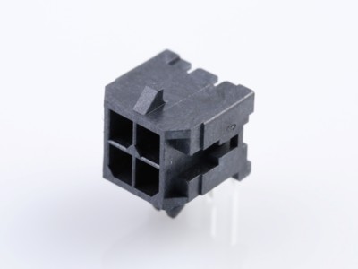 Micro-Fit 3.0 Vertical Header, 3.00mm Pitch, Dual Row, 10 Circuits, Straight Tail, with PCB Polarizing Peg, 0.38µm Gold Plating, Glow-Wire Capable, Black, Tape and Reel, with Pick and Place Cap