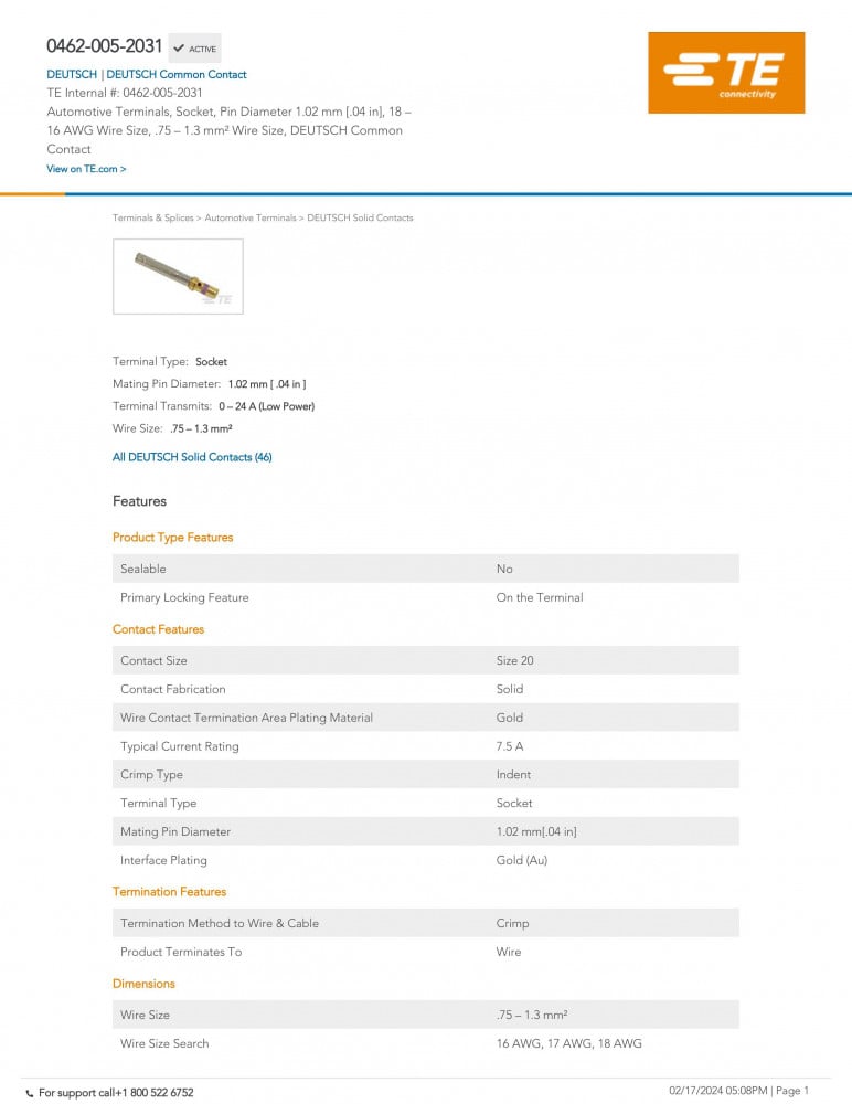 0462-005-2031 technical document page 1
