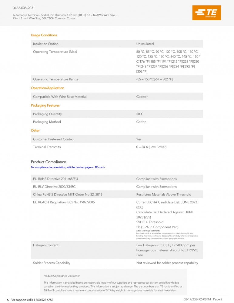0462-005-2031 technical document page 2
