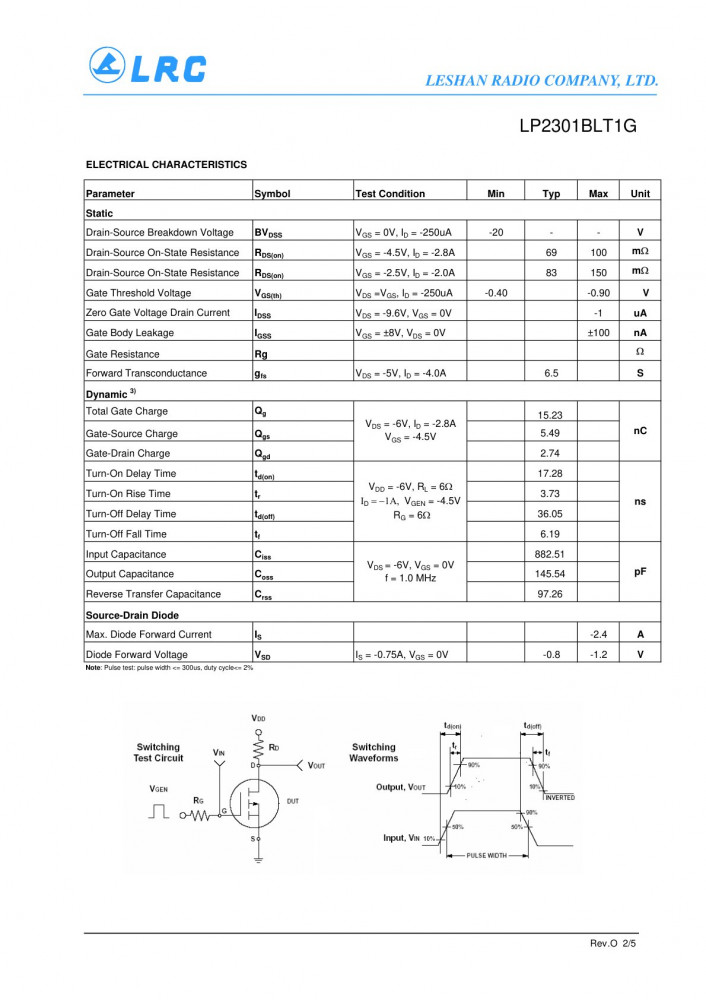 LP2301BLT1G datasheet page 2 preview
