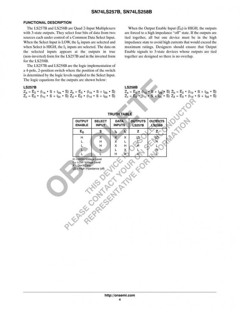 SN74LS258BDR2 datasheet page 4