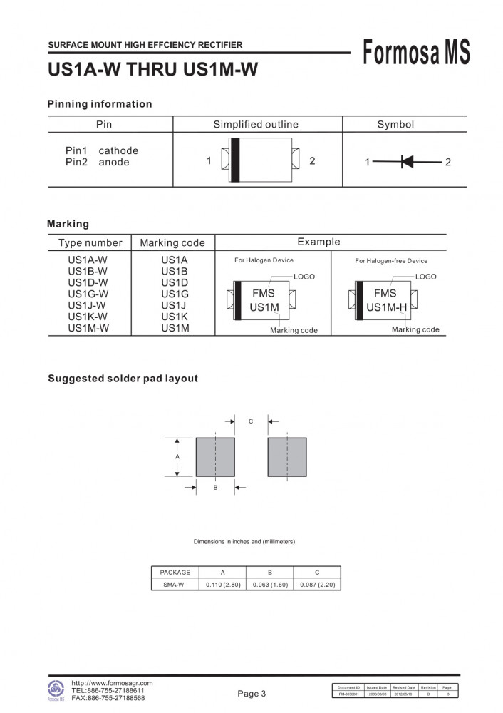 FMS US1M-W datasheet page 3
