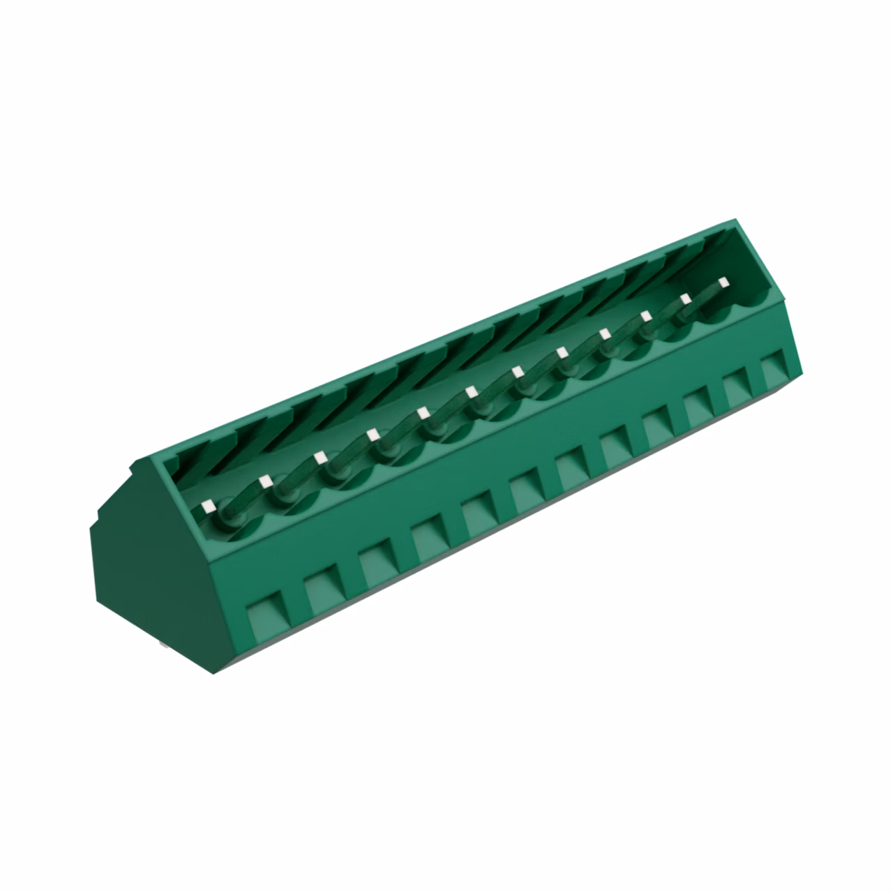 5.00mm Pitch Eurostyle 45° Angle PCB Header, Closed Ends, 12 Circuits, Green for sale