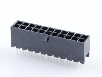 Micro-Fit+ Vertical Header, Through Hole, 3.00mm Pitch, Dual Row, 10 Circuits, 0.38µm Gold (Au) Plating, Glow-Wire Capable, Black, Tape and Reel