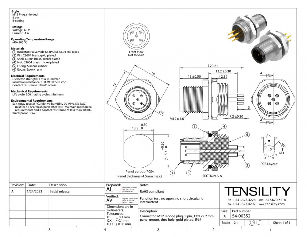 Tensility 54-00352 product drawing preview