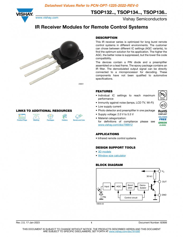 TSOP13656 technical document page 1