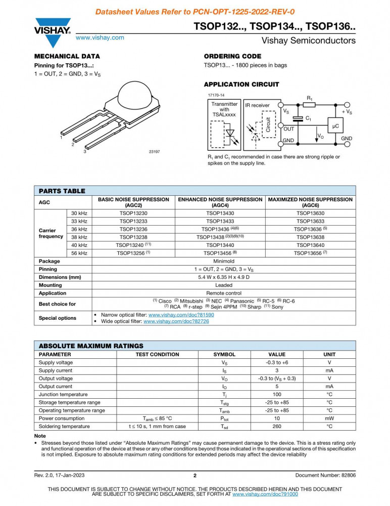TSOP13656 technical document page 2