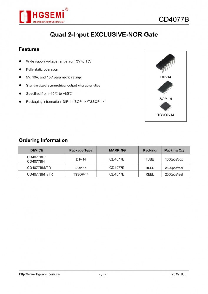 CD4077BM/TR datasheet page 1