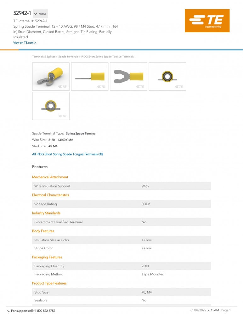 TE 52942-1 technical document page 1