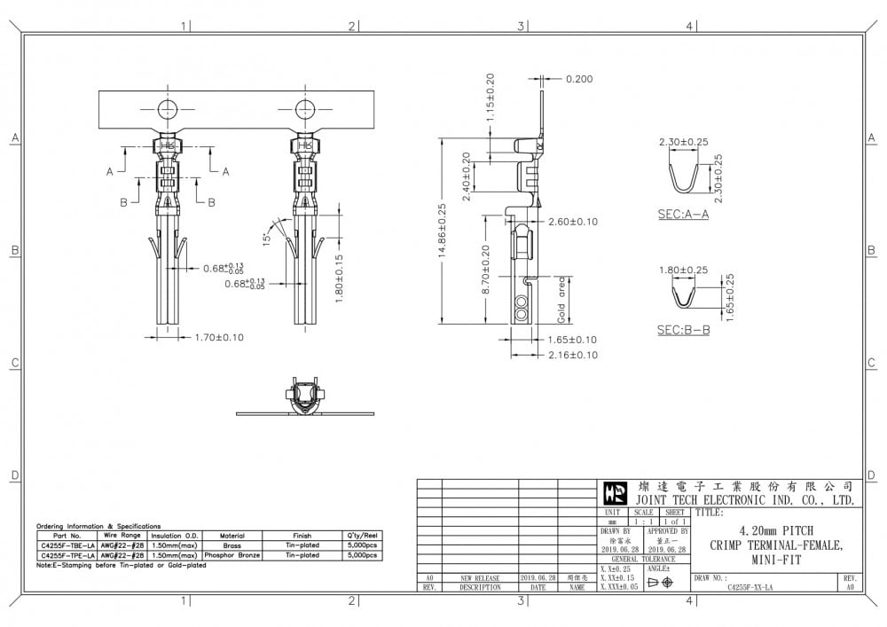 C4255F-TBE-LA technical drawing page