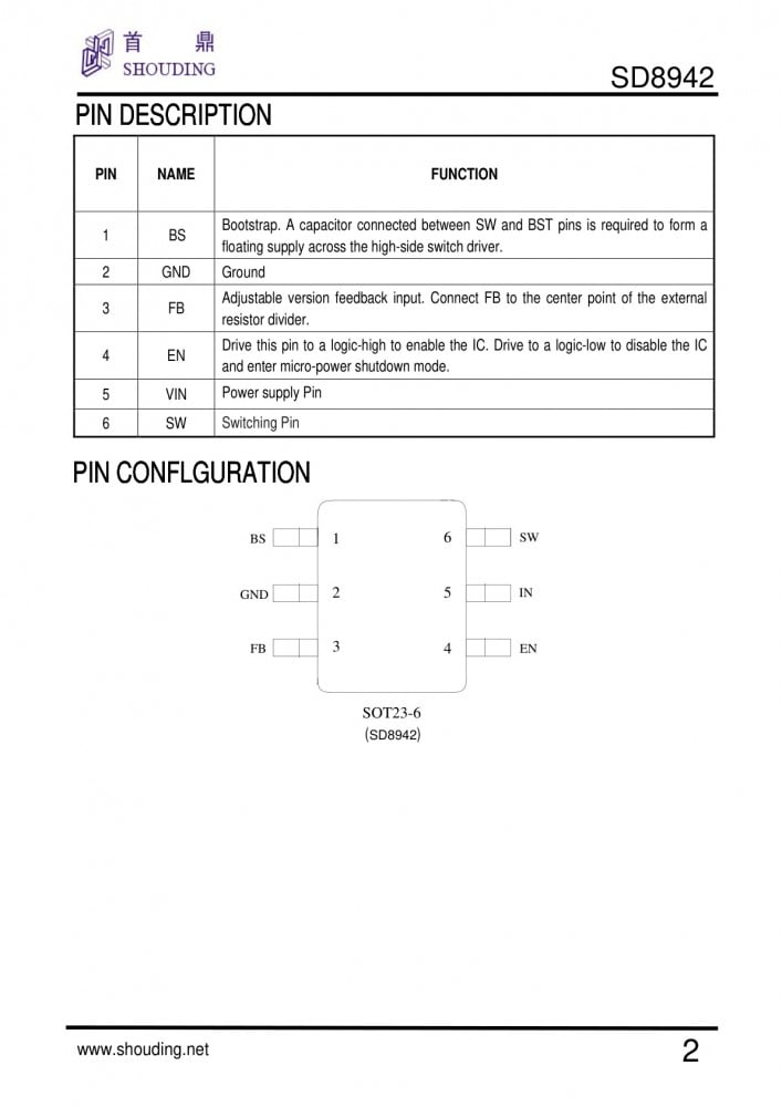 SD8942 datasheet page 2