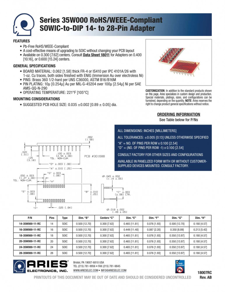 Aries Series 35W000 technical drawing