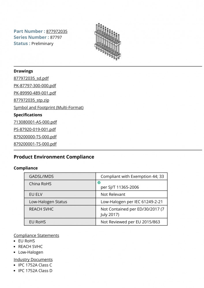 MOLEX 877972035 technical document preview, page 1