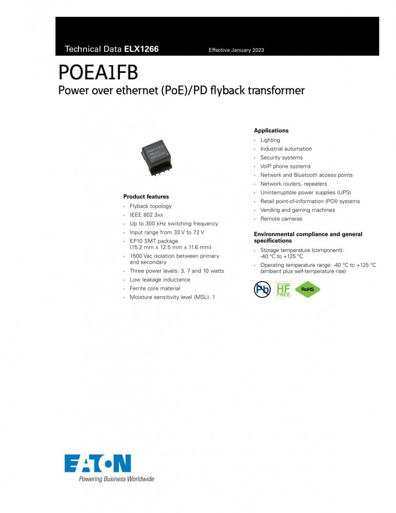 EATON POEA1FB datasheet page 1