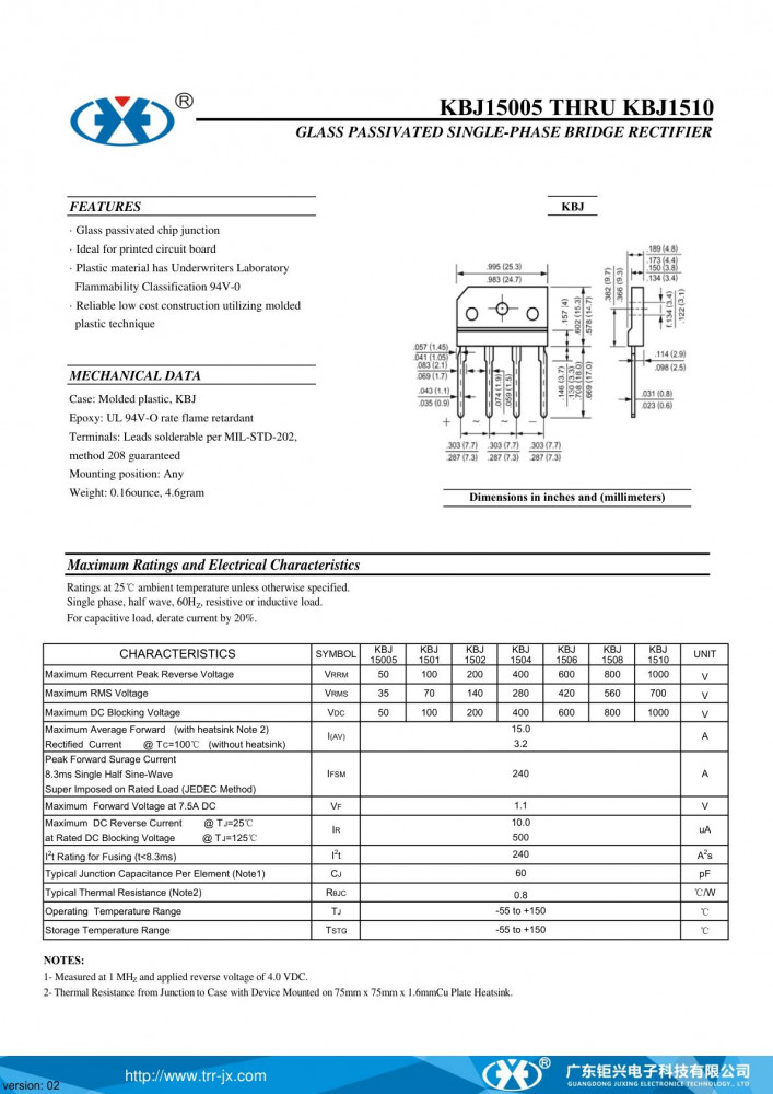 JUXING KBJ1510 datasheet page 1