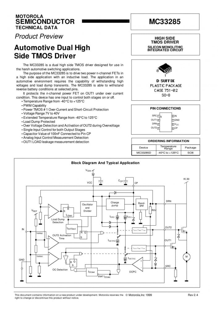 MC33285D technical document page 1