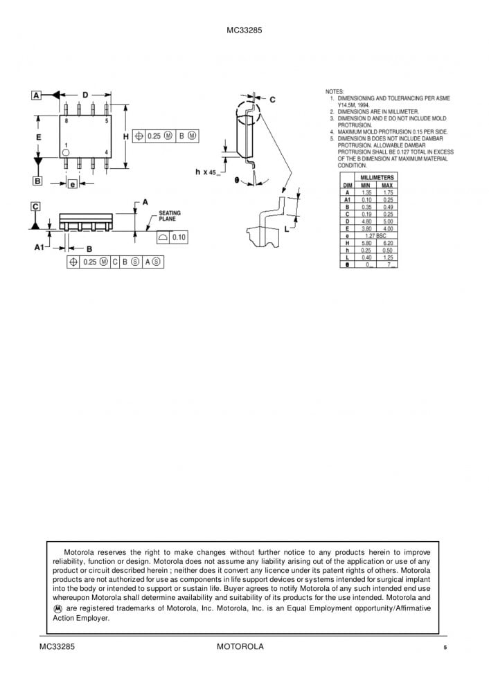 MC33285D technical document page 5