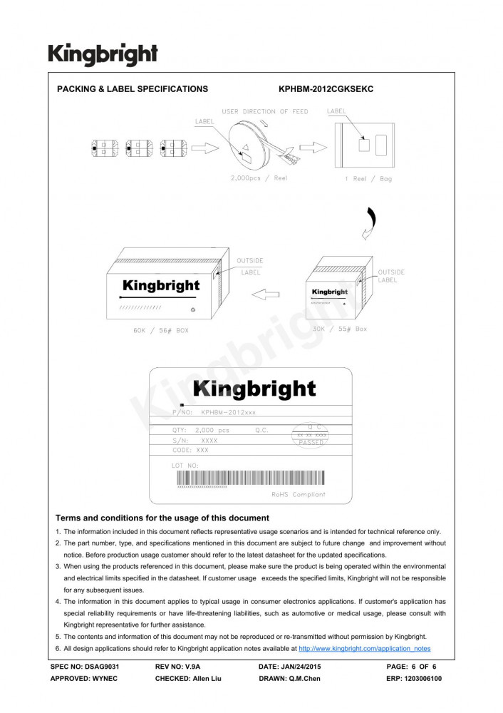 KPHBM-2012CGKSEKC datasheet page 6