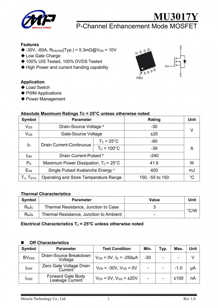MU3017Y datasheet page 1