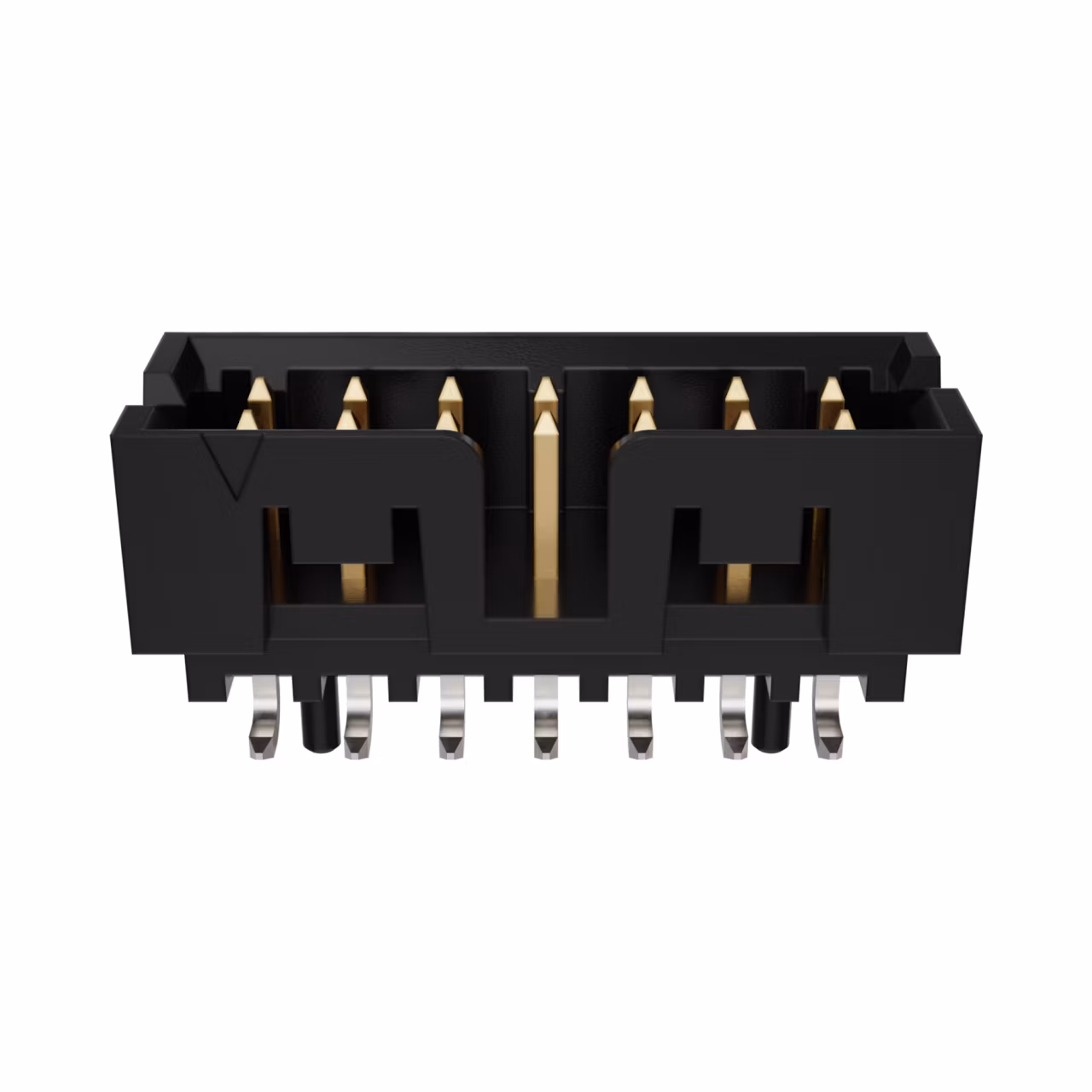 2.00mm Pitch, Milli-Grid PCB Header, Dual Row, Vertical, Surface Mount, Shrouded, 14 Circuits, 0.38µm Gold (Au) Plating, Dual Side Slots, Dual Friction Locks, Center Polarization, with Pegs, Tape and Reel for sale