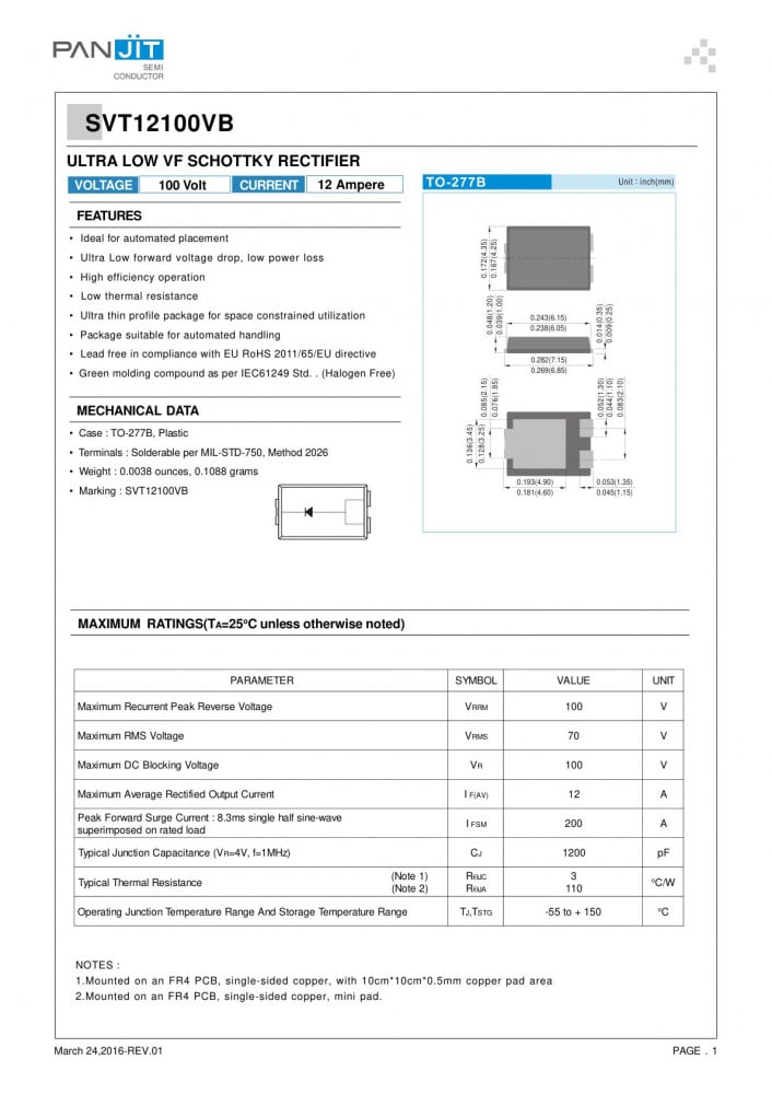 SVT12100VB datasheet page 1