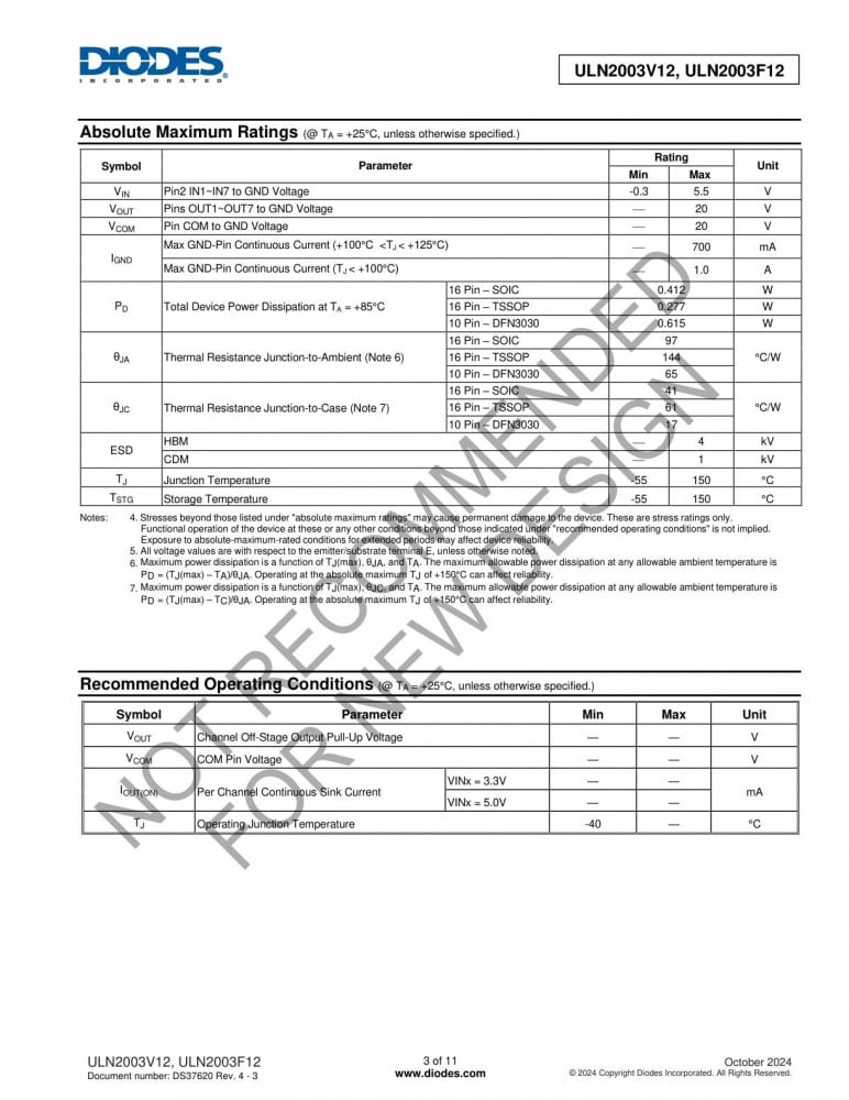 ULN2003F12FN-7 datasheet page 3