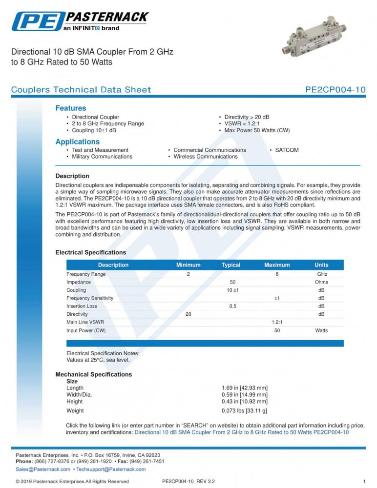 PE2CP004-10 datasheet page 1