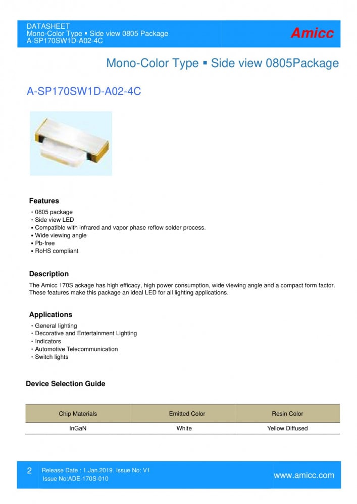 A-SP170SW1D-A02-4C datasheet page 2
