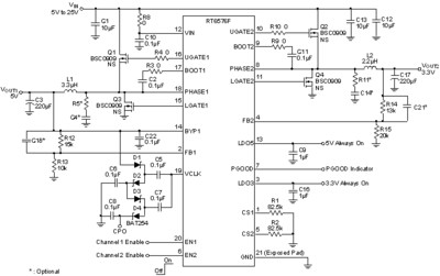 RT6576E - Dual-Channel Synchronous DC/DC Step-Down Controller with 5V/3.3V LDOs