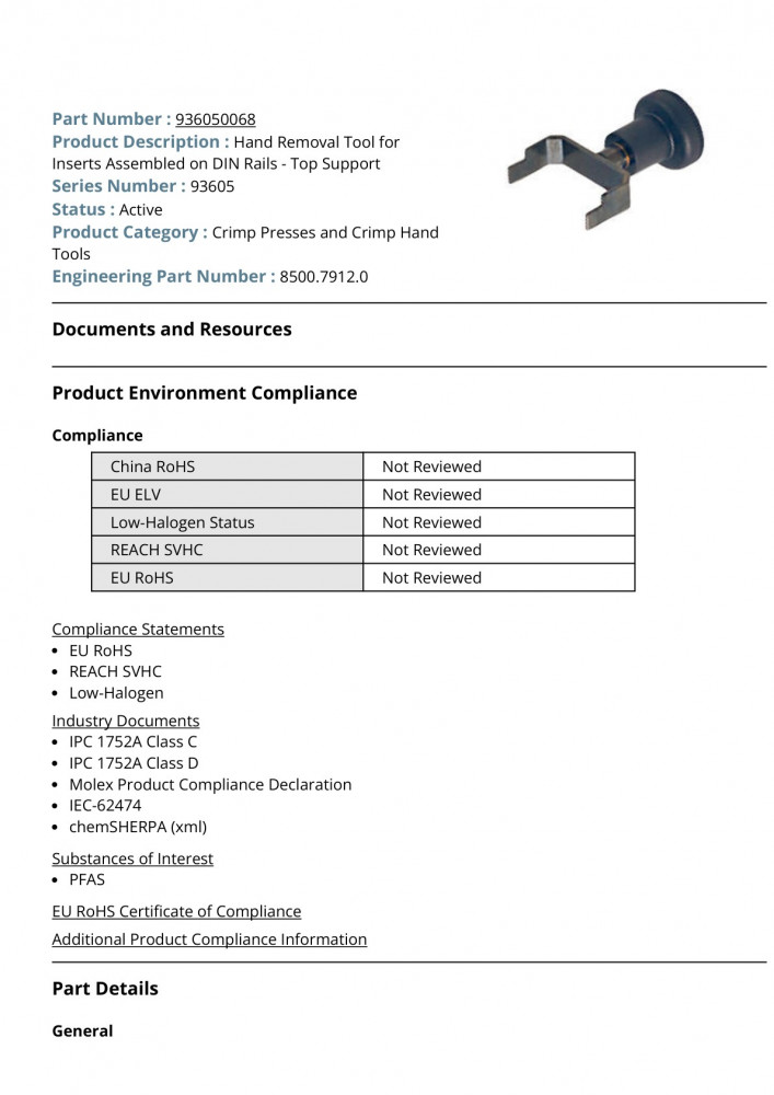 936050068 product document image, page 1