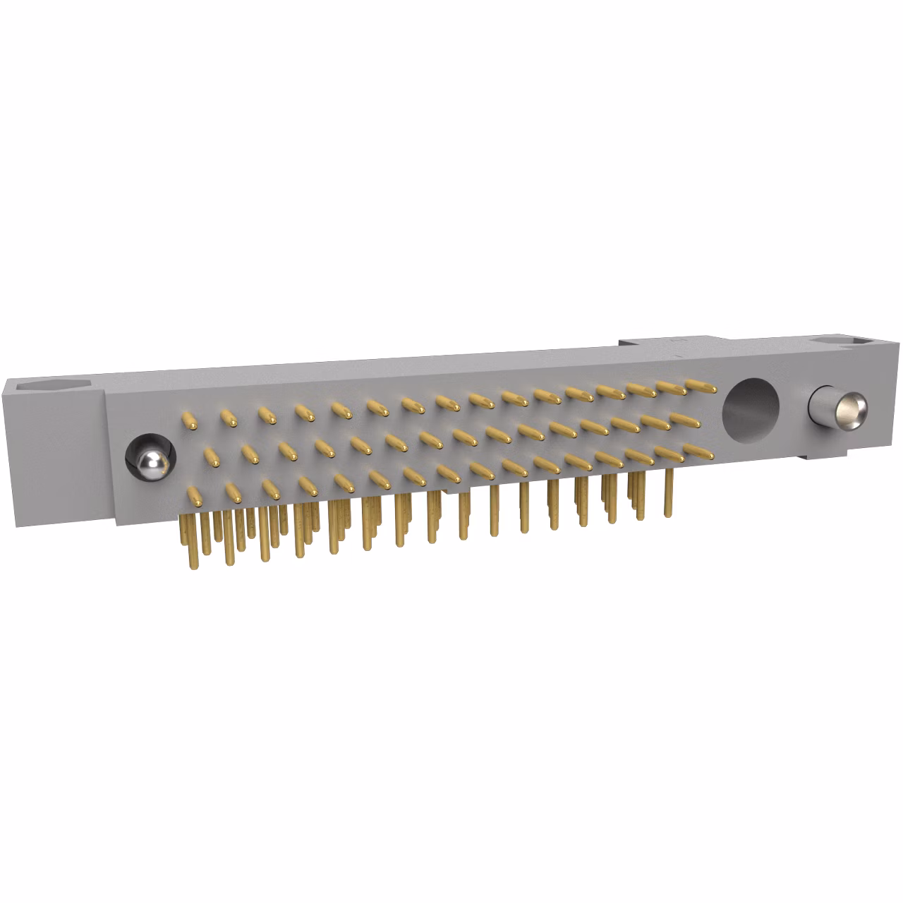 AirBorn W Series Rectangular Board Mount Plug with 47 Signal Pin Contacts and 1 Removable Coax Socket, Right Angle, Through Hole, 3 Rows, 0.100
