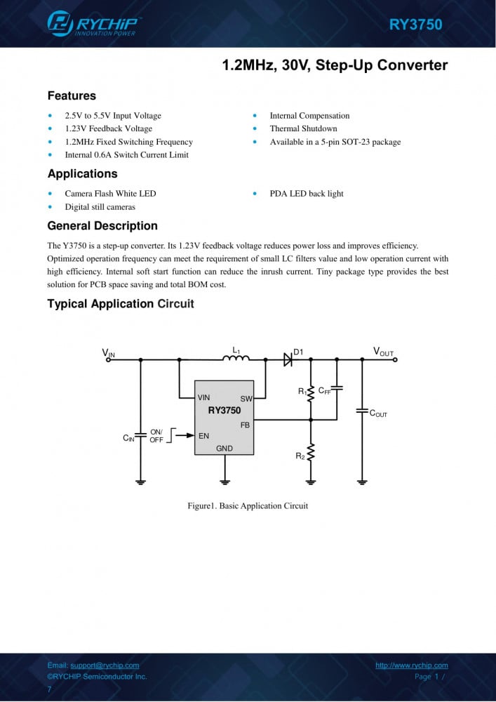 RY3750 datasheet page 1