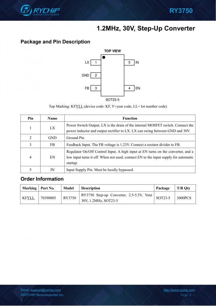 RY3750 datasheet page 2