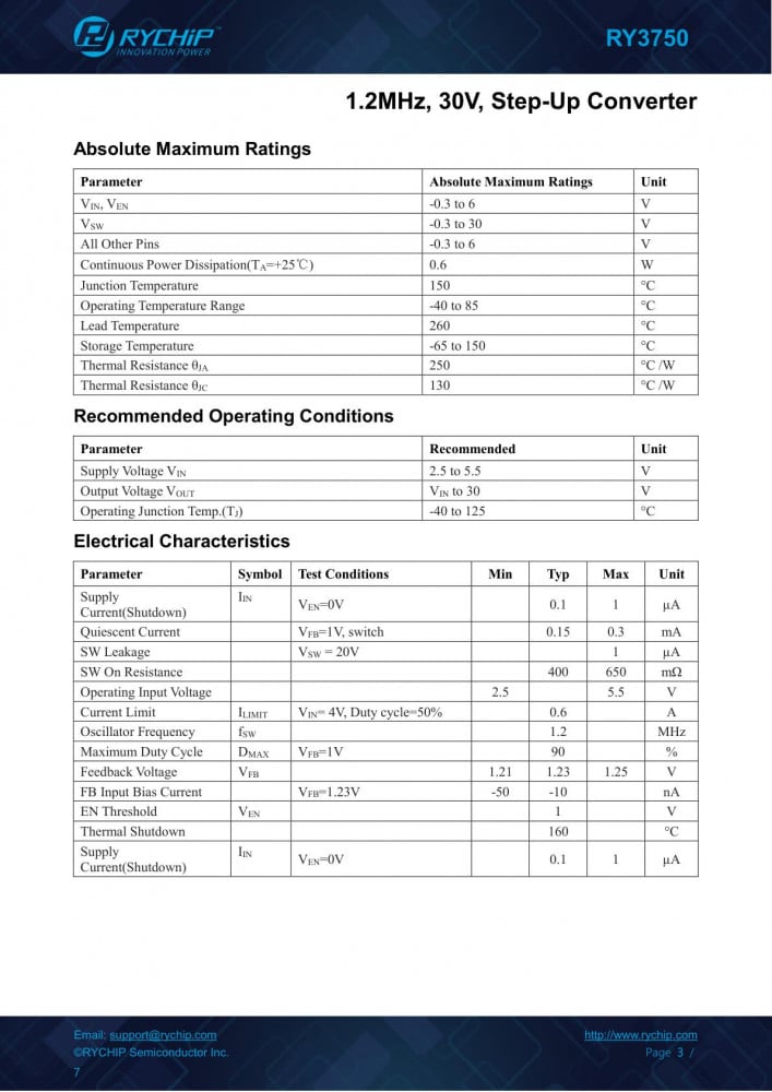 RY3750 datasheet page 3