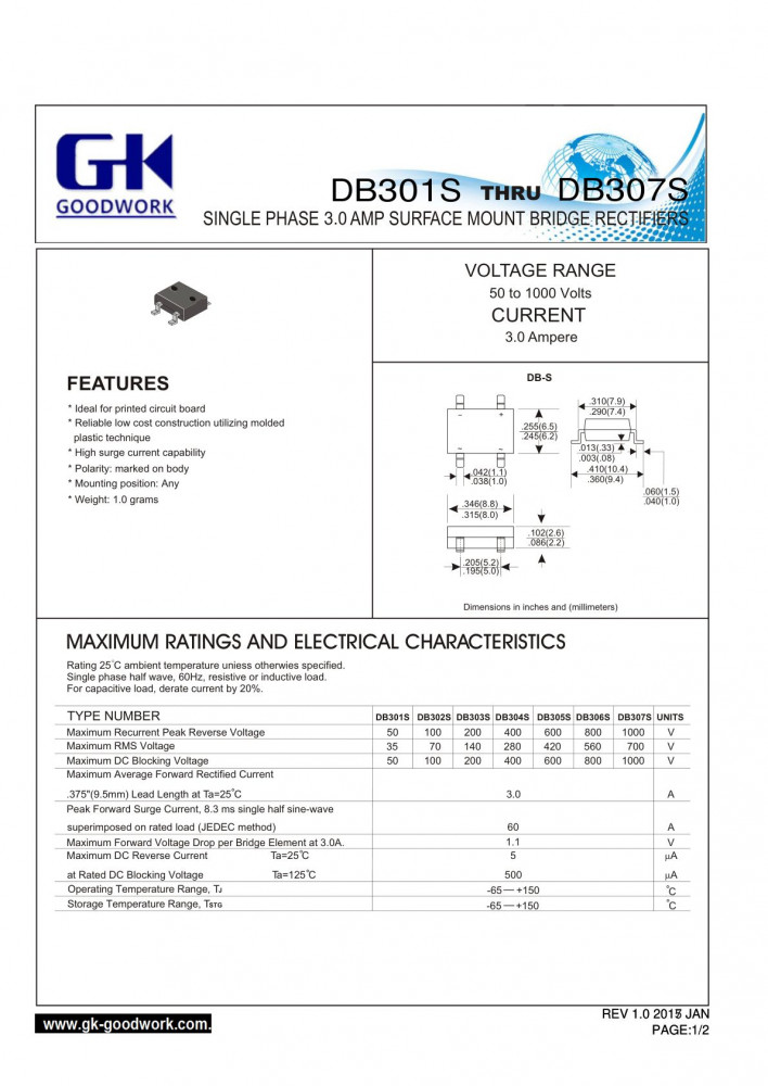 GOODWORK DB307S datasheet page 1