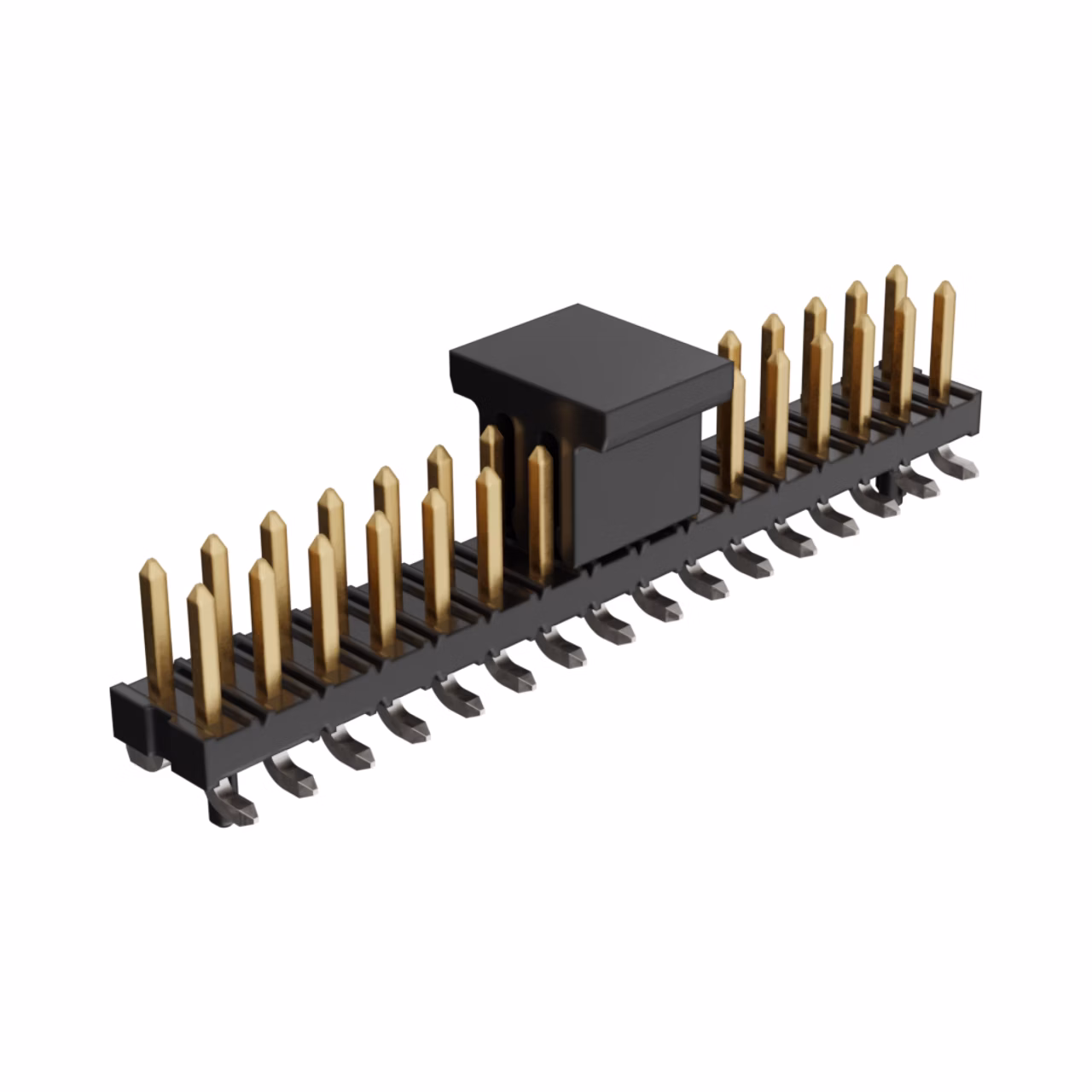 Milli-Grid Header, Vertical, Surface Mount, 30 Circuits, 0.38µm Gold (Au) Plating, Mating Pin Length 3.80mm, with Cap and Pegs, Tape and Reel, Lead-Free