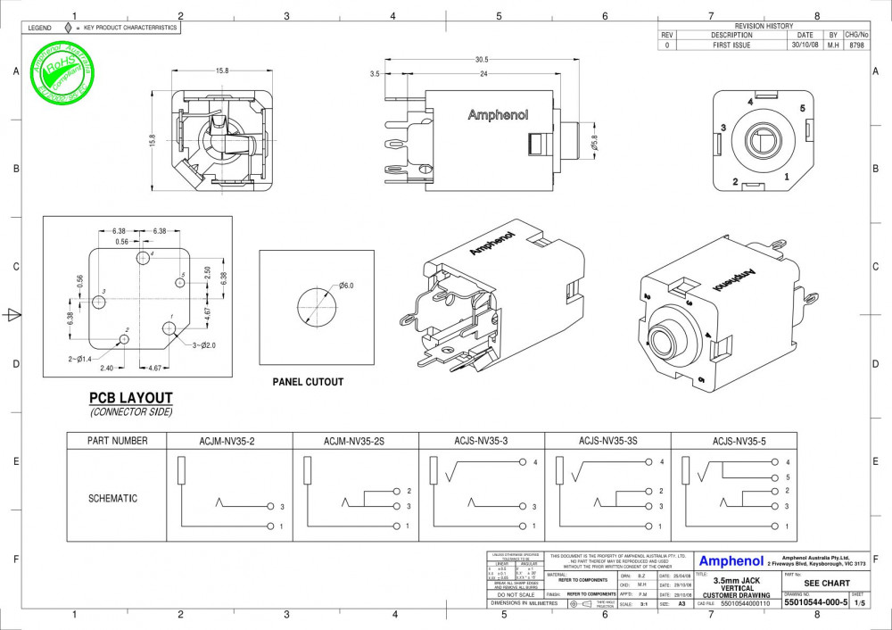 Amphenol ACJS-NV35-5 technical document preview